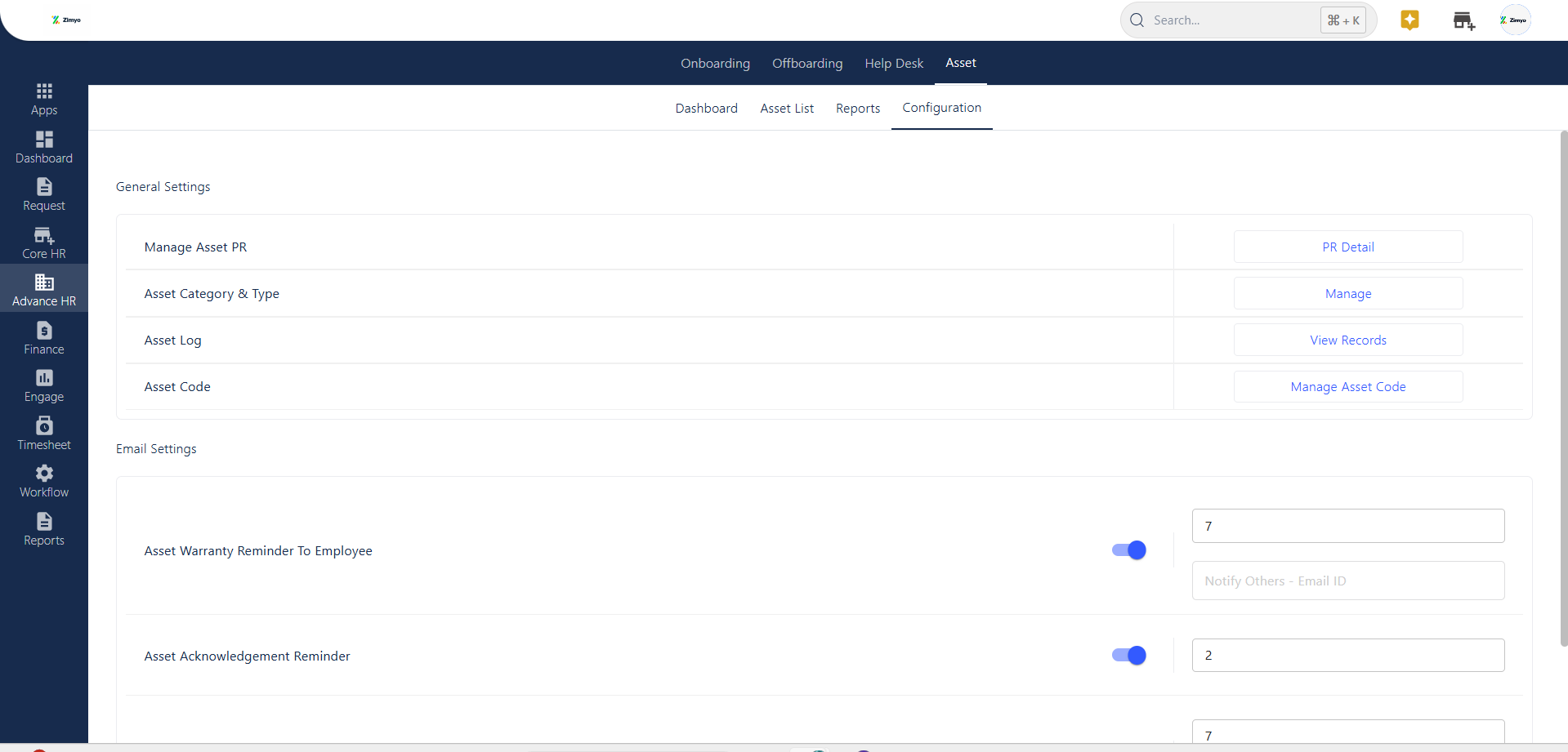 Configuration | Help | Zimyo